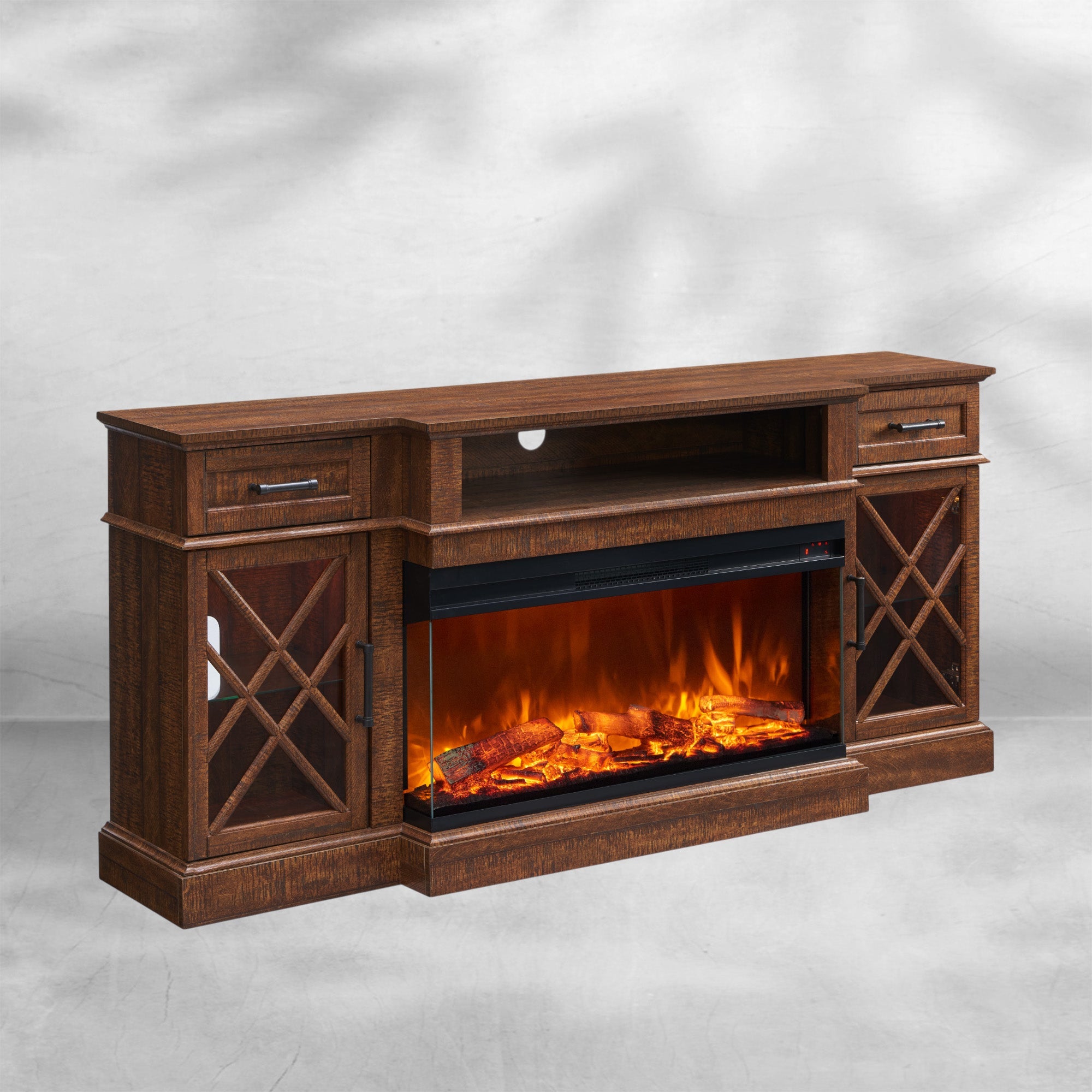 Farmhouse Fireplace TV Stand - 70 Inch Entertainment Center